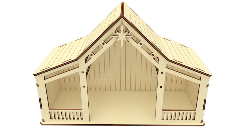 Christmas Barn Laser Cut File CNC Plan Glowforge Pattern | Etsy