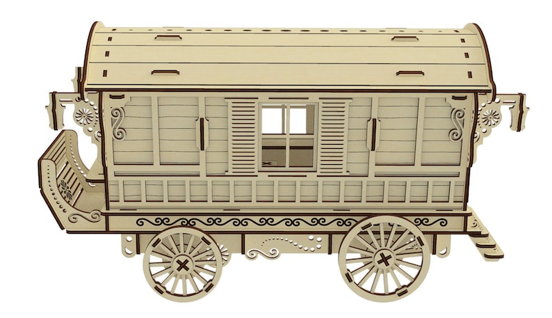 Nomad Wagon Laser Cut File, SVG Dollhouse Project With Doll Furniture ...