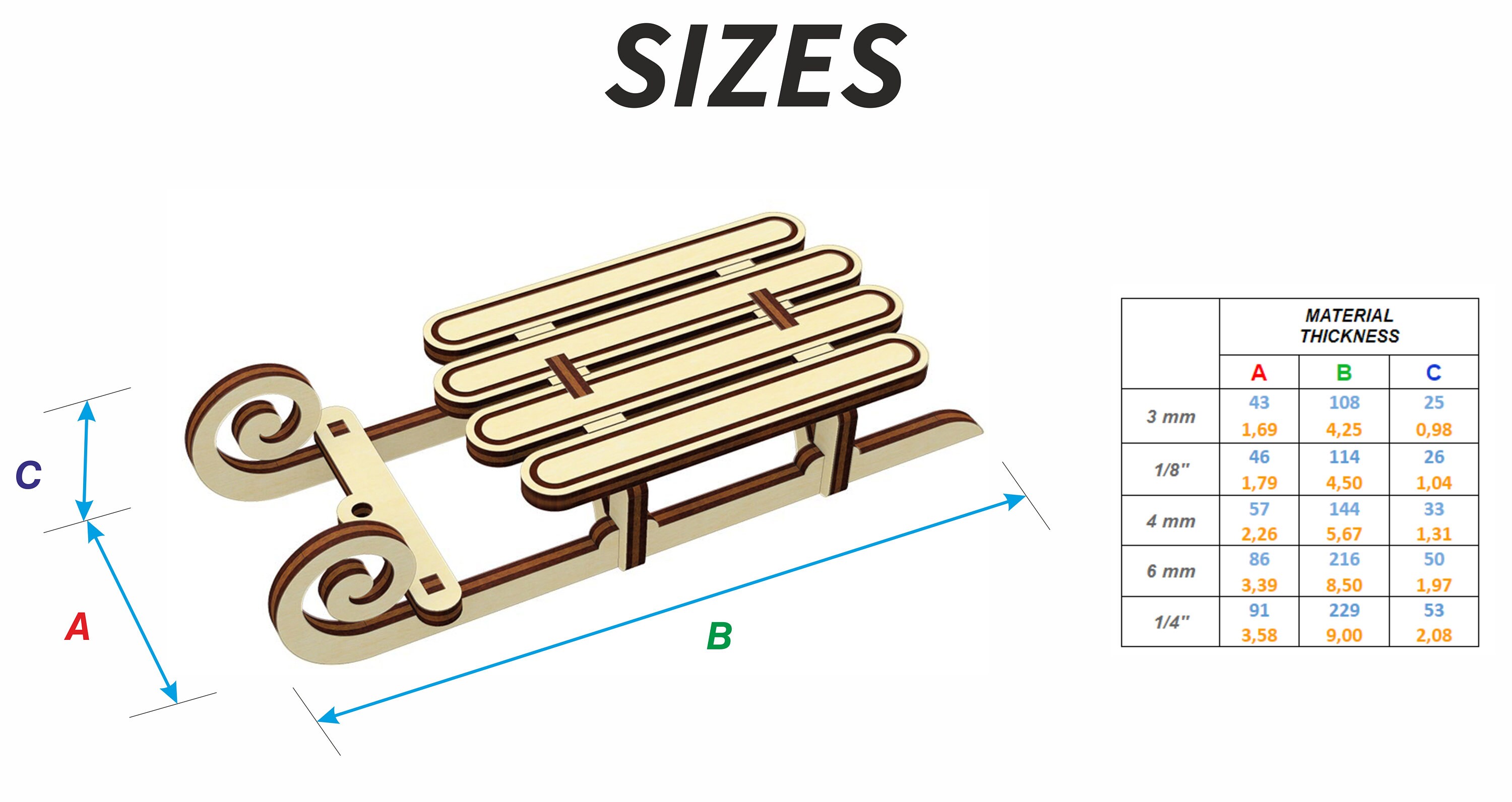 Sled laser file svg glowforge christmas laser cut sled dxf | Etsy