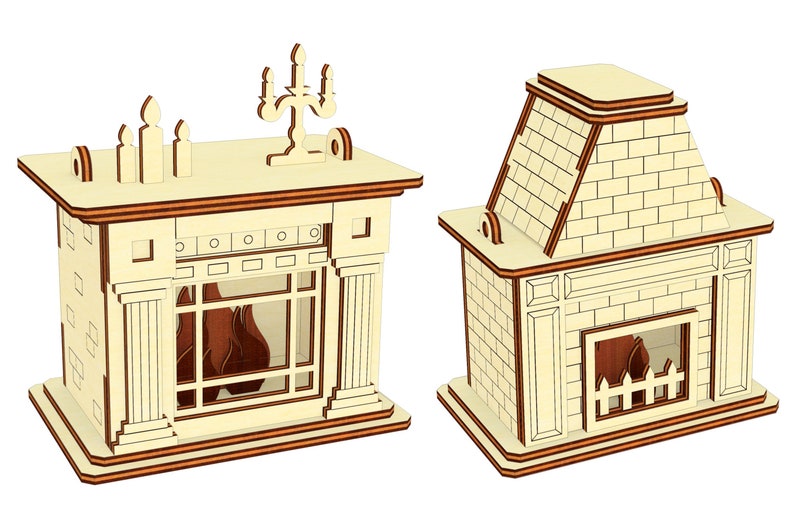 Christmas Fireplaces Bundle - Laser Cut File, Dollhouse Furniture SVG ...