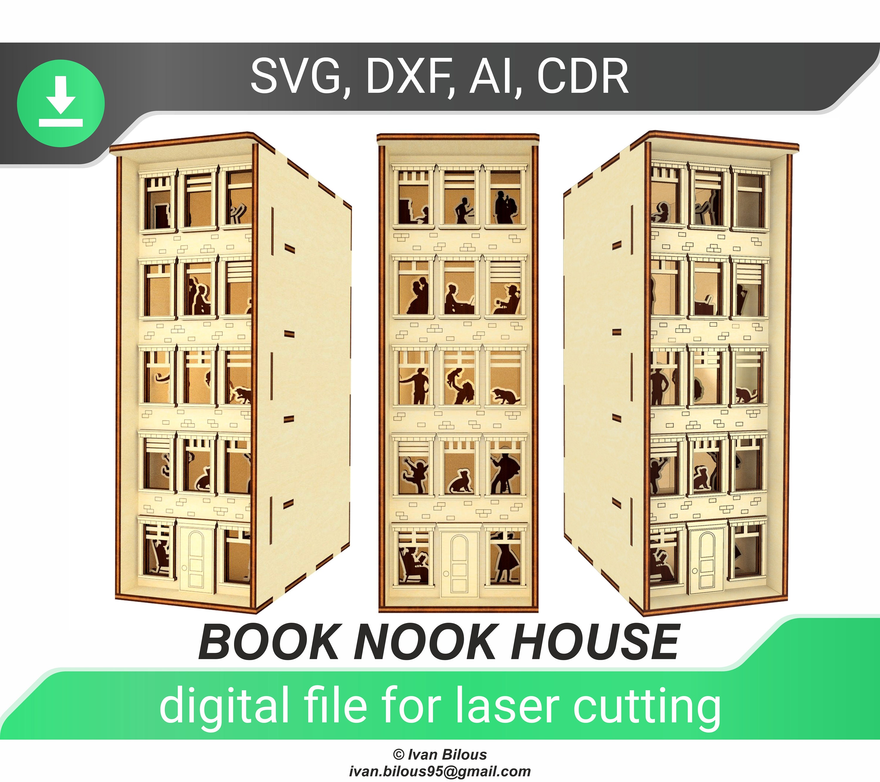 House Book Nook SVG Laser Files Glowforge Plan Laser Cut - Etsy UK