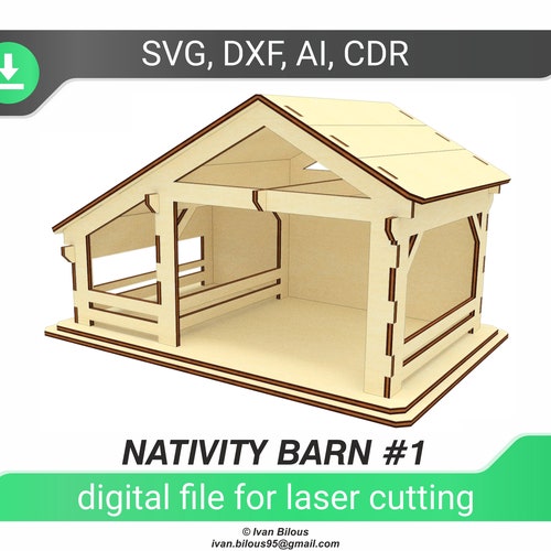 Christmas Barn Laser Cut File Glowforge Pattern - Etsy