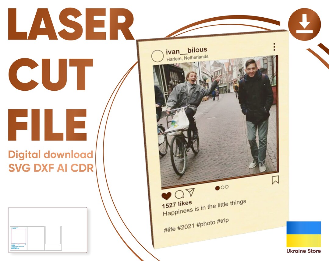 Instagram marco de fotos svg plantilla Glowforge insta marco dxf ...