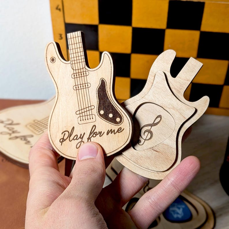 Guitar Pick Holder - SVG Laser Cut Files, Plectrum Box Plan for ...
