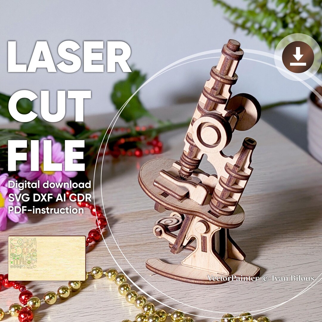 Microscope Laser Cut File – SVG and DXF Model for Science and Education ...