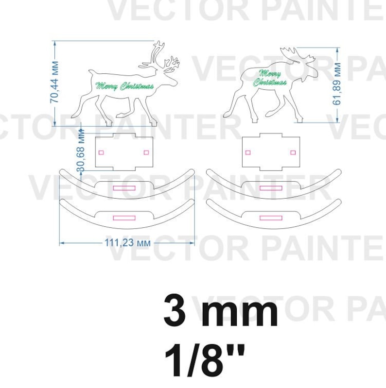 Merry Christmas Svg Deer Laser Cut Files Christmas Dxf Files - Etsy