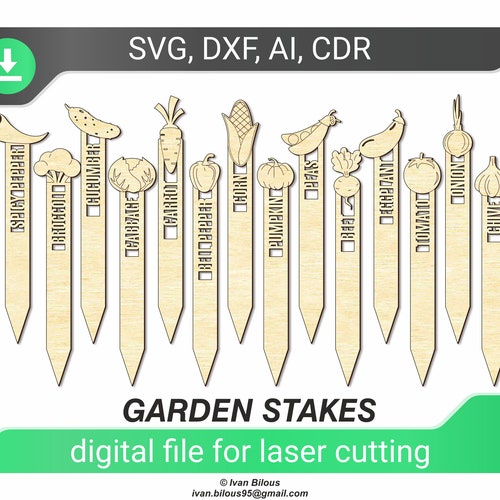 Garden Stakes Laser Cut File SVG DXF AI Plant Markers - Etsy