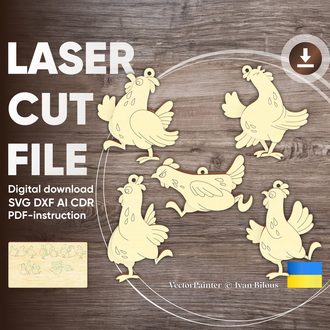 Easter Chicken Ornament Laser Cut File, Set of 5 Hens Plans - Etsy