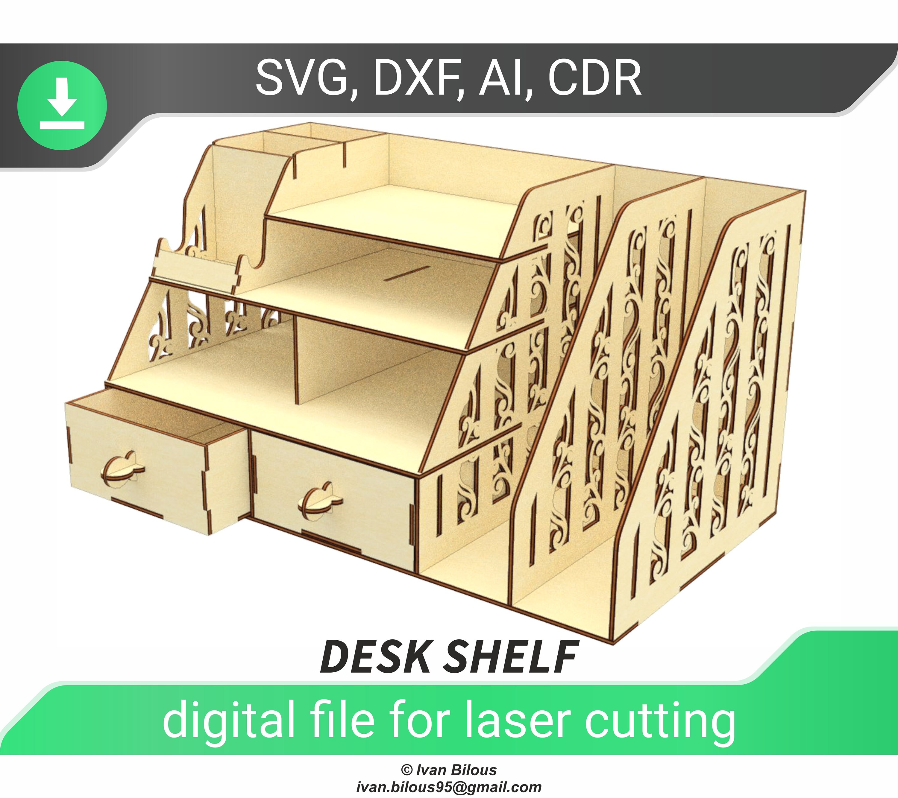 Laser Cut Files Shelf Dxf Template for Laser Files Desk Shelf Svg Cut ...