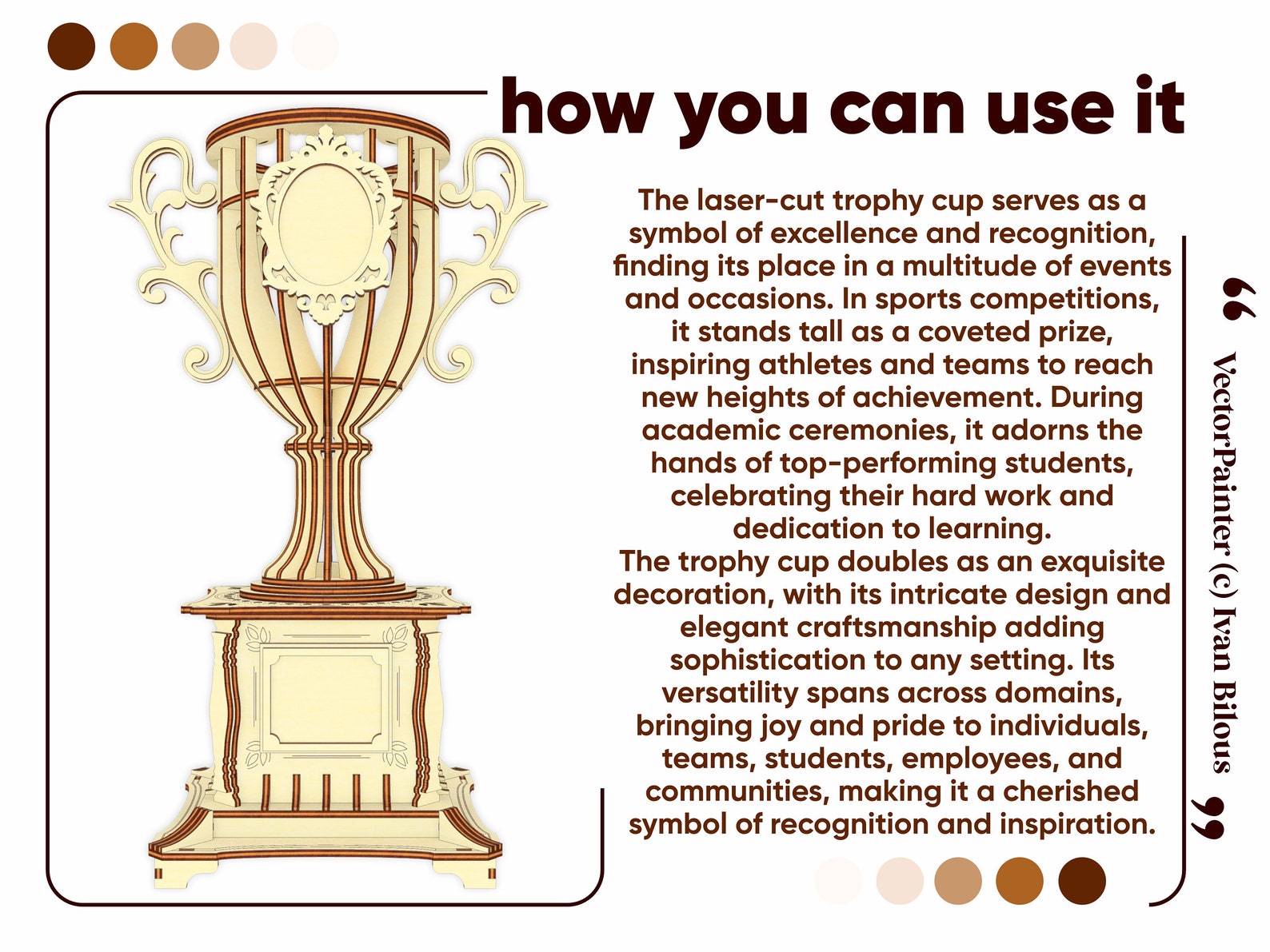 Trophy Cup Laser Cut File, 3d Plywood Project of Award Design as Vector ...