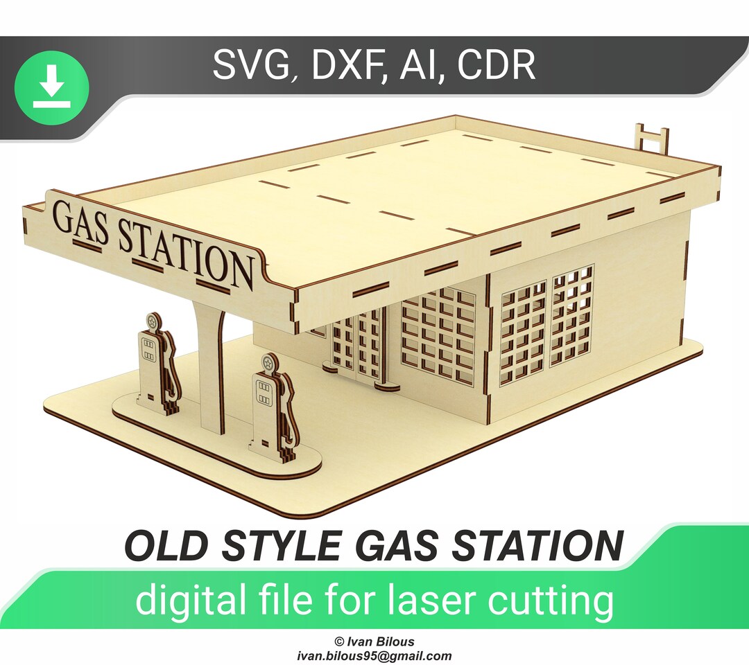 Gas Station 3d Puzzle Laser Cut File Glowforge Pattern - Etsy
