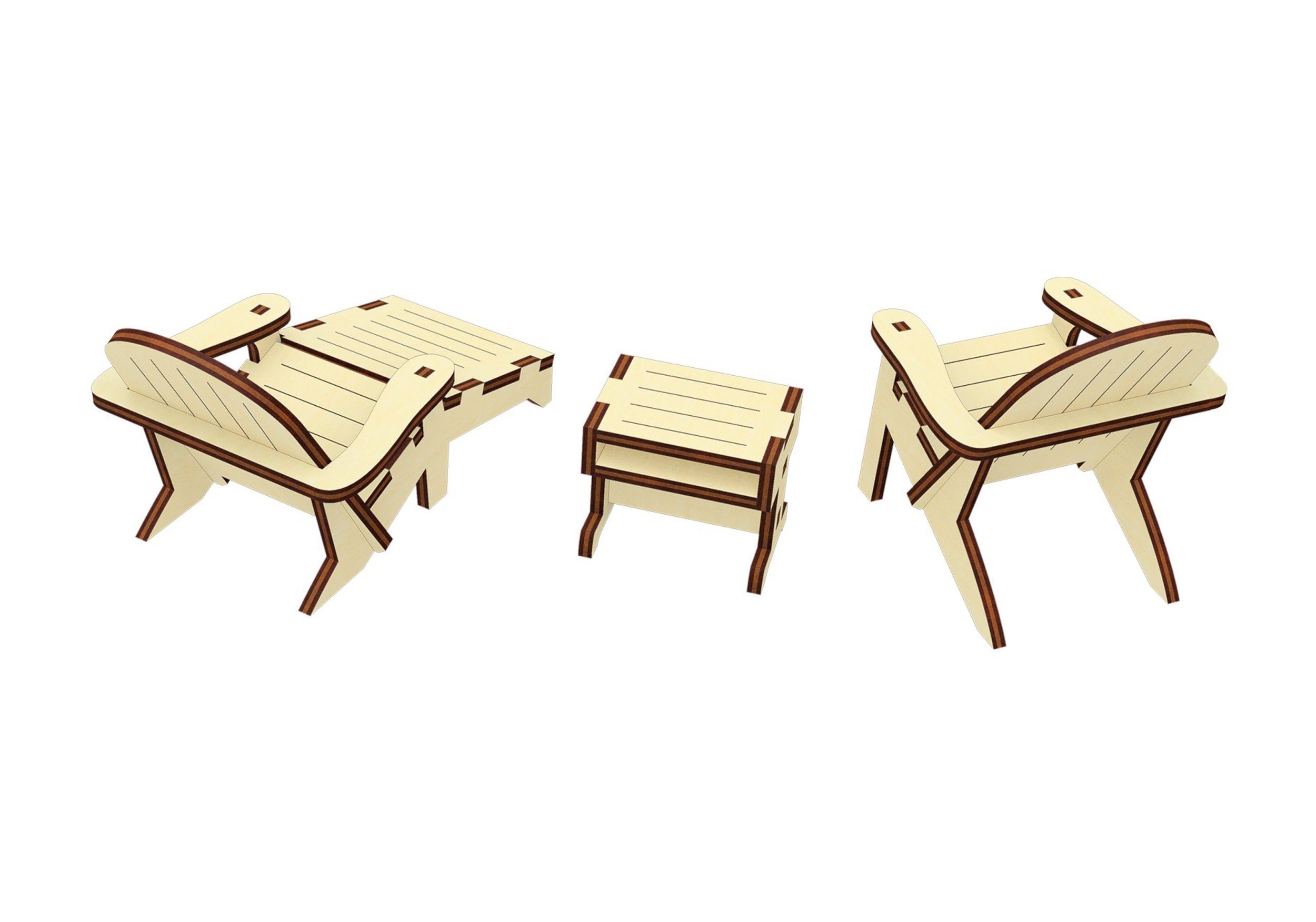 Adirondack Chair - SVG Laser Cut Files of Dollhouse Furniture - Etsy