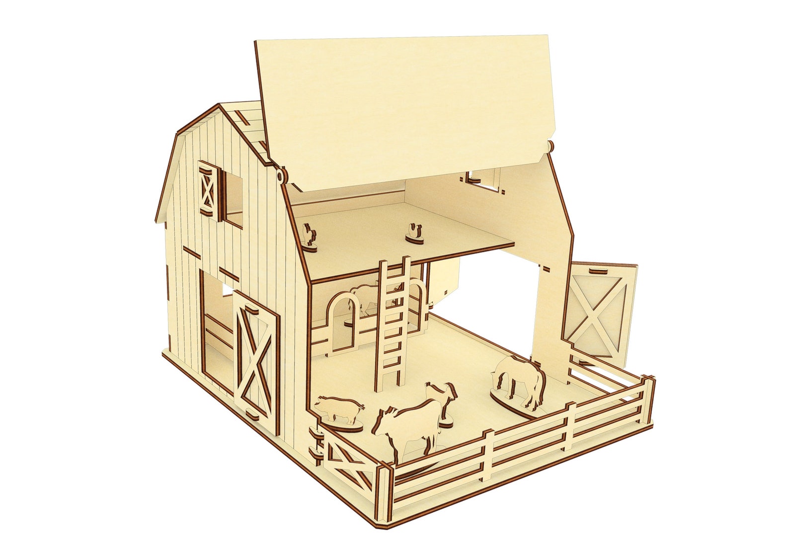 Farm Dollhouse Laser Cut File Barn Pattern - Etsy Canada
