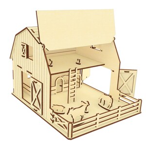 Toy Farm Barn Dollhouse Laser Cut File, SVG Farmhouse Stable With ...