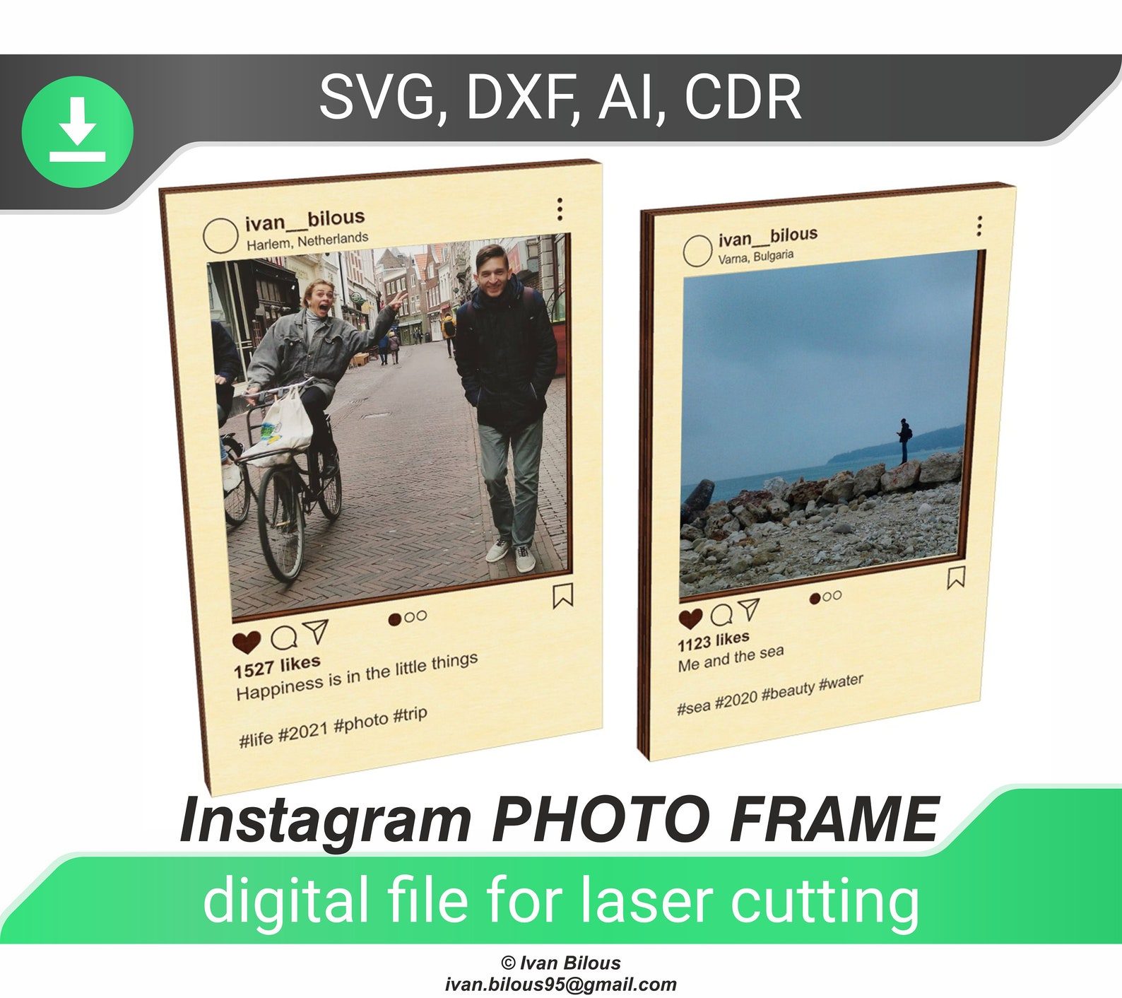 Instagram Photo Frame Svg Glowforge Template Insta Frame Dxf | Etsy