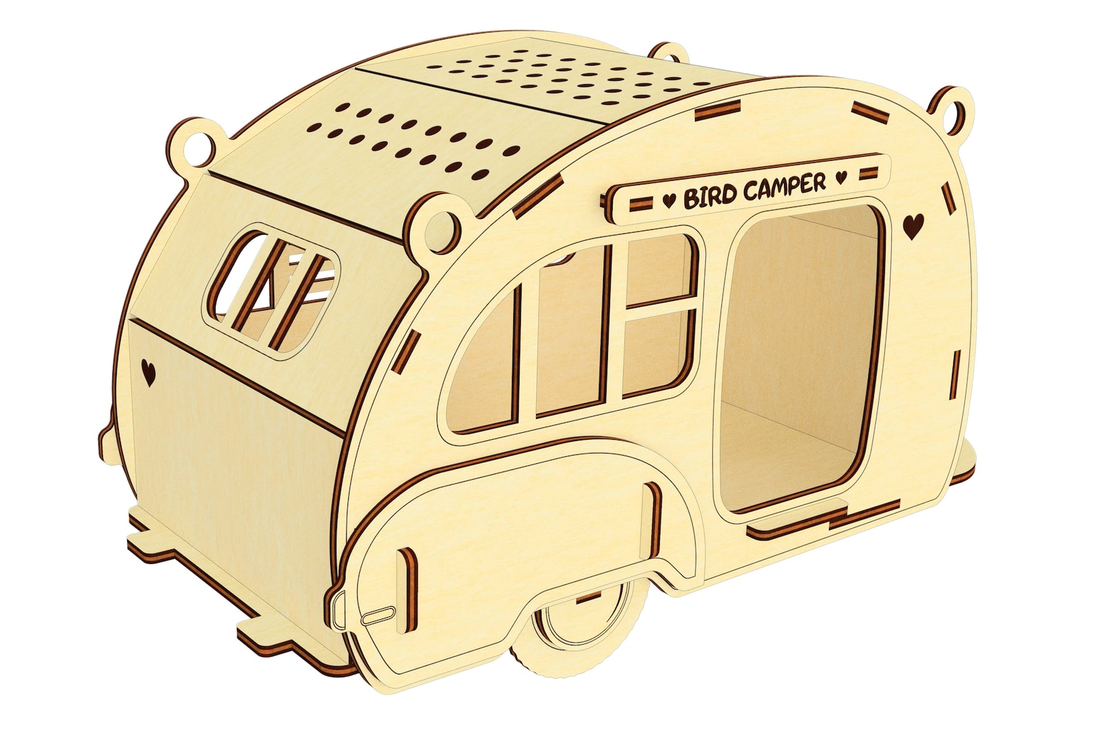 Birdhouse Camper - Laser Cut File, Glowforge Pattern, Trailer Nesting ...