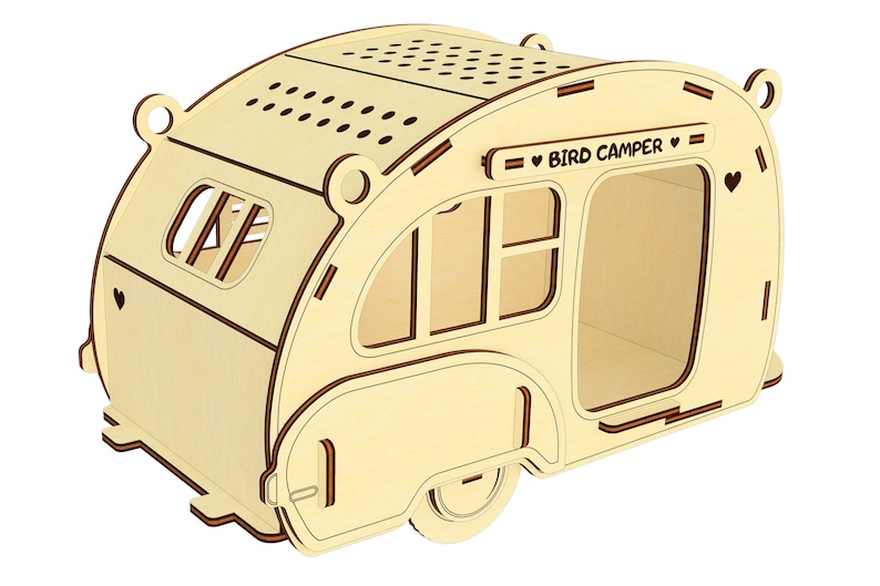 Birdhouse Camper - Laser Cut File, Glowforge Pattern, Trailer Nesting ...