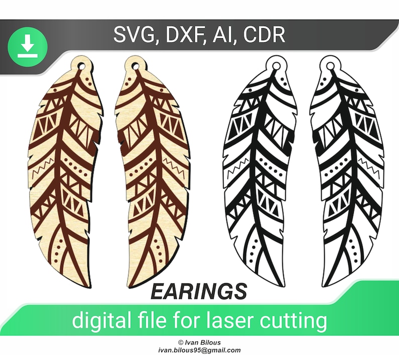 Laser Cut Earrings Dxf Files for Laser Earings Template for - Etsy