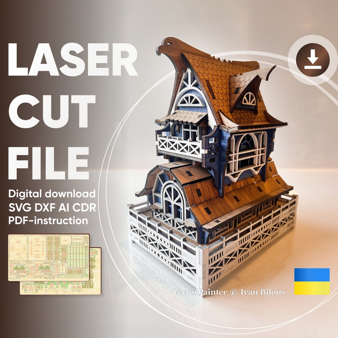 Casa dello gnomo da giardino su pali File di taglio laser, modello SVG ...