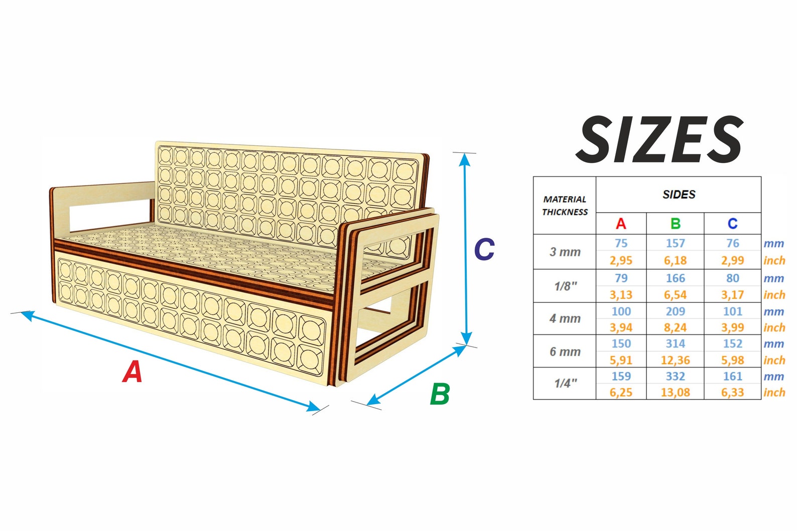Lounge Doll Furniture Laser Cut Files, SVG Plan for Laser Cutting ...