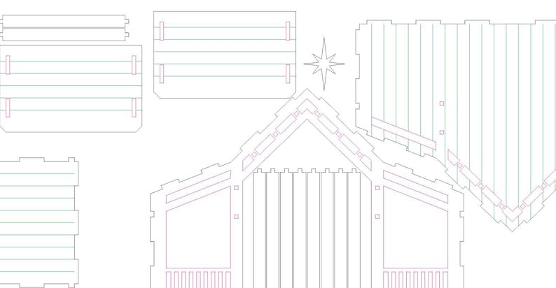 Christmas Barn Laser Cut File CNC Plan Glowforge Pattern | Etsy