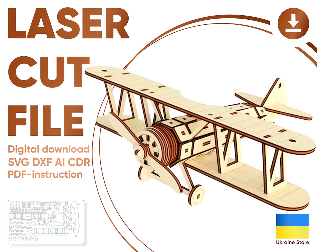 Airplane - SVG Laser Cut Model, Vector Plan for Laser Cutting Machines ...