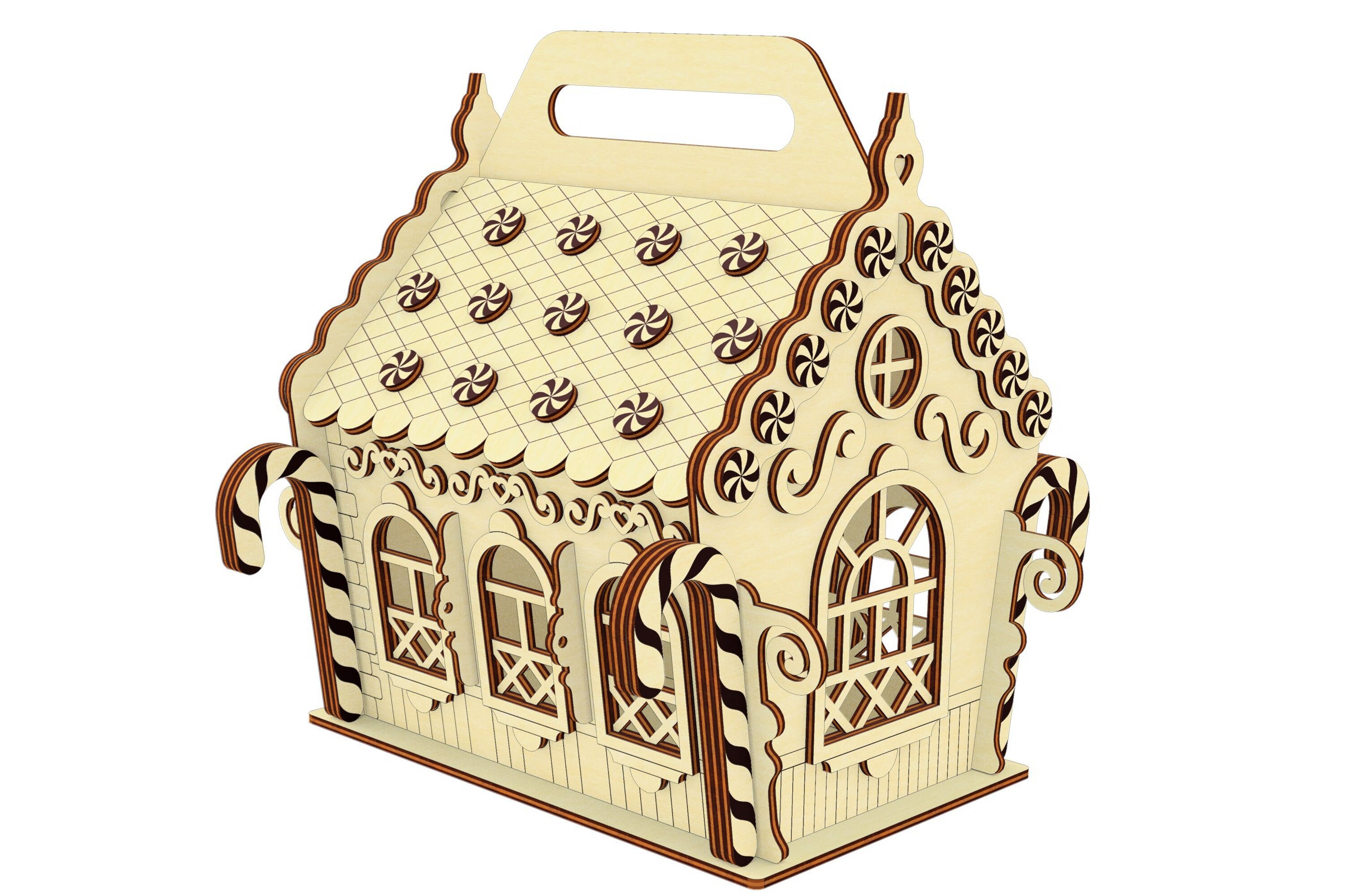 Gingerbread House - Laser Cut File, SVG Candy Box Digital Plan (instant ...
