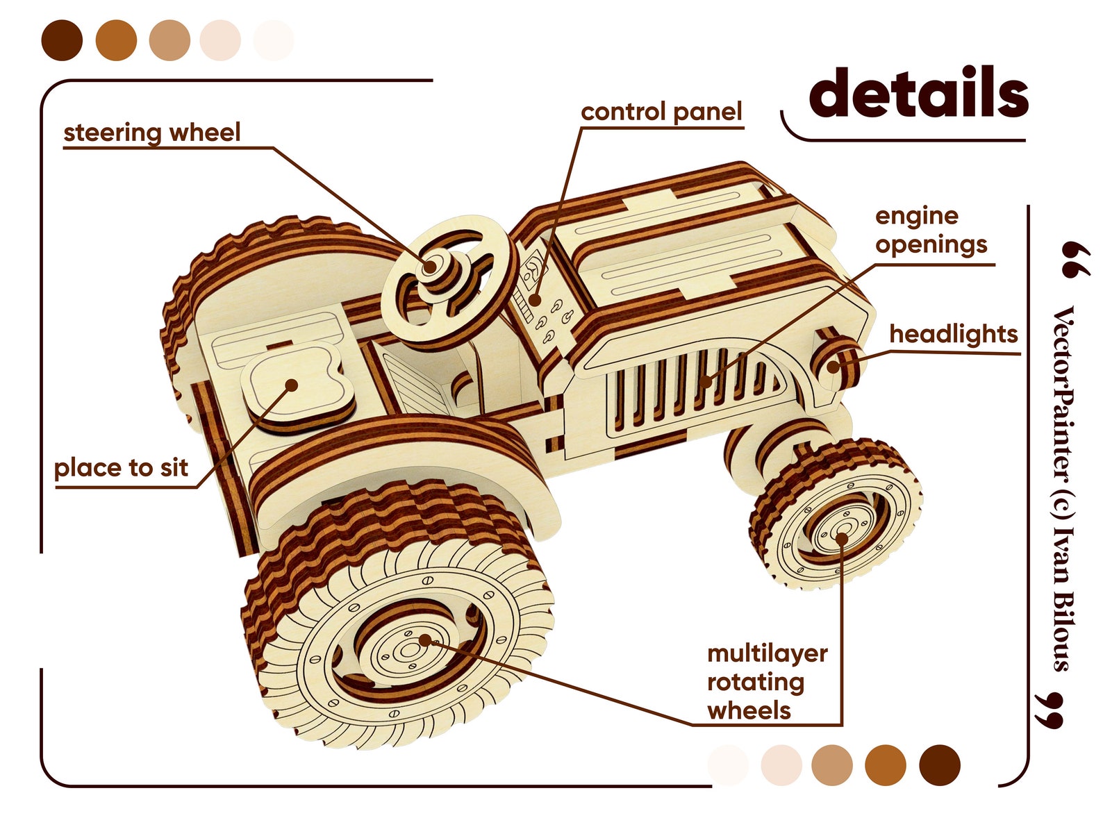 Tractor SVG Laser Cut File, 3d Puzzle Plan for Laser Cutting Machines ...