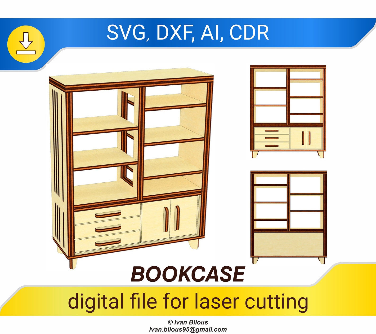 Bookcase SVG Dollhouse Furniture Laser Cut Files - Etsy