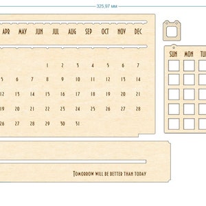 Perpetual Calendar Dxf Files for Laser Cut Desk Calendar Dxf Laser ...