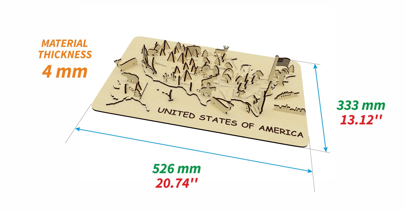 Usa Map Laser Cut File Svg Glowforge Usa Dxf Files for Laser - Etsy