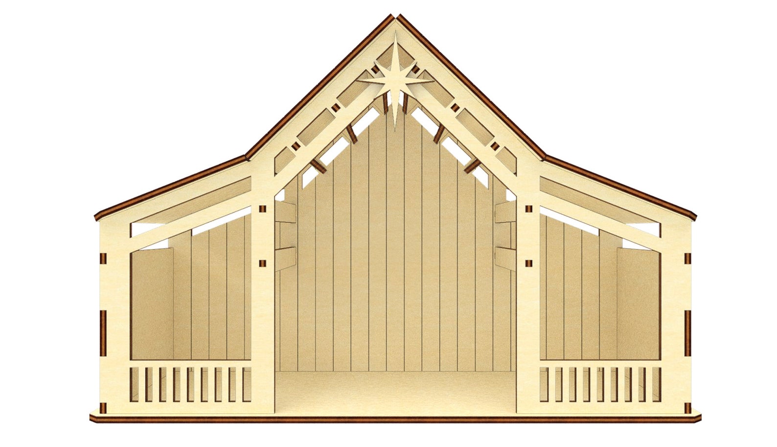 Christmas Barn - Laser Cut File, CNC Plan of Stable for Nativity Scene ...