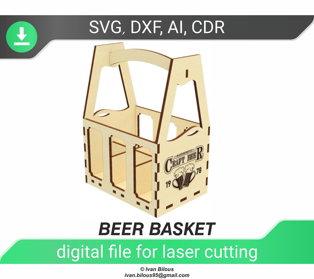 Beer Basket Laser Files Glowforge Svg Cut File Beer Holder Dxf Files ...