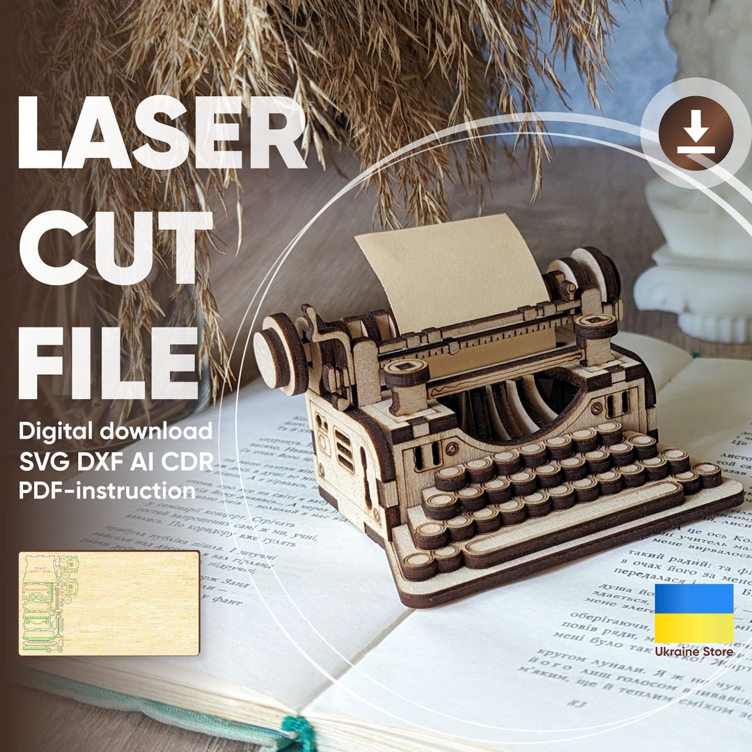 Typewriter SVG Laser Cut File, 3d Puzzle Miniature Ready Made Laser ...