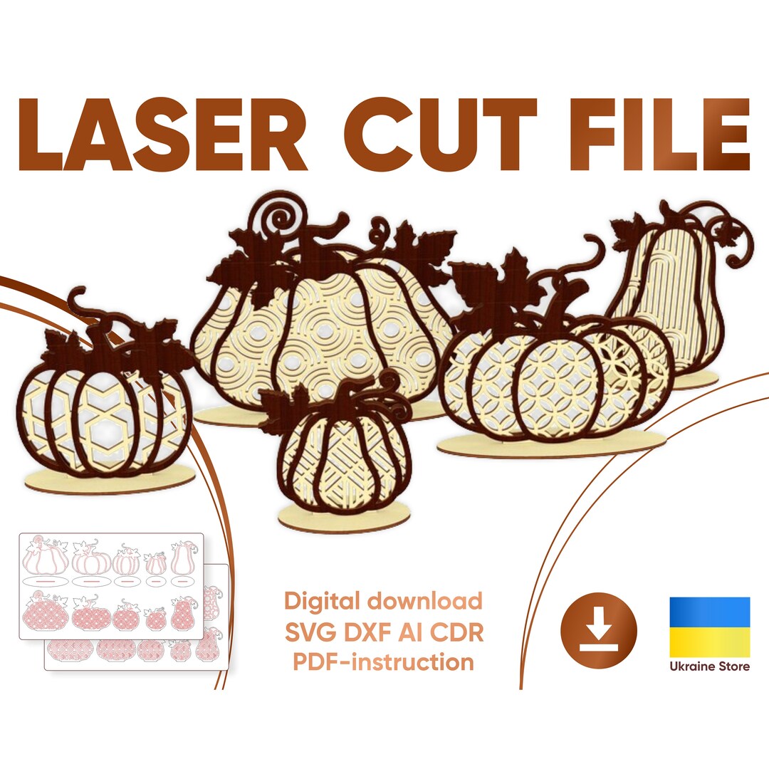 Patterned Pumpkins - Laser Files, SVG DXF Plans for Laser Cutting ...