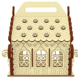 Gingerbread House - Laser Cut File, SVG Candy Box Digital Plan (instant ...