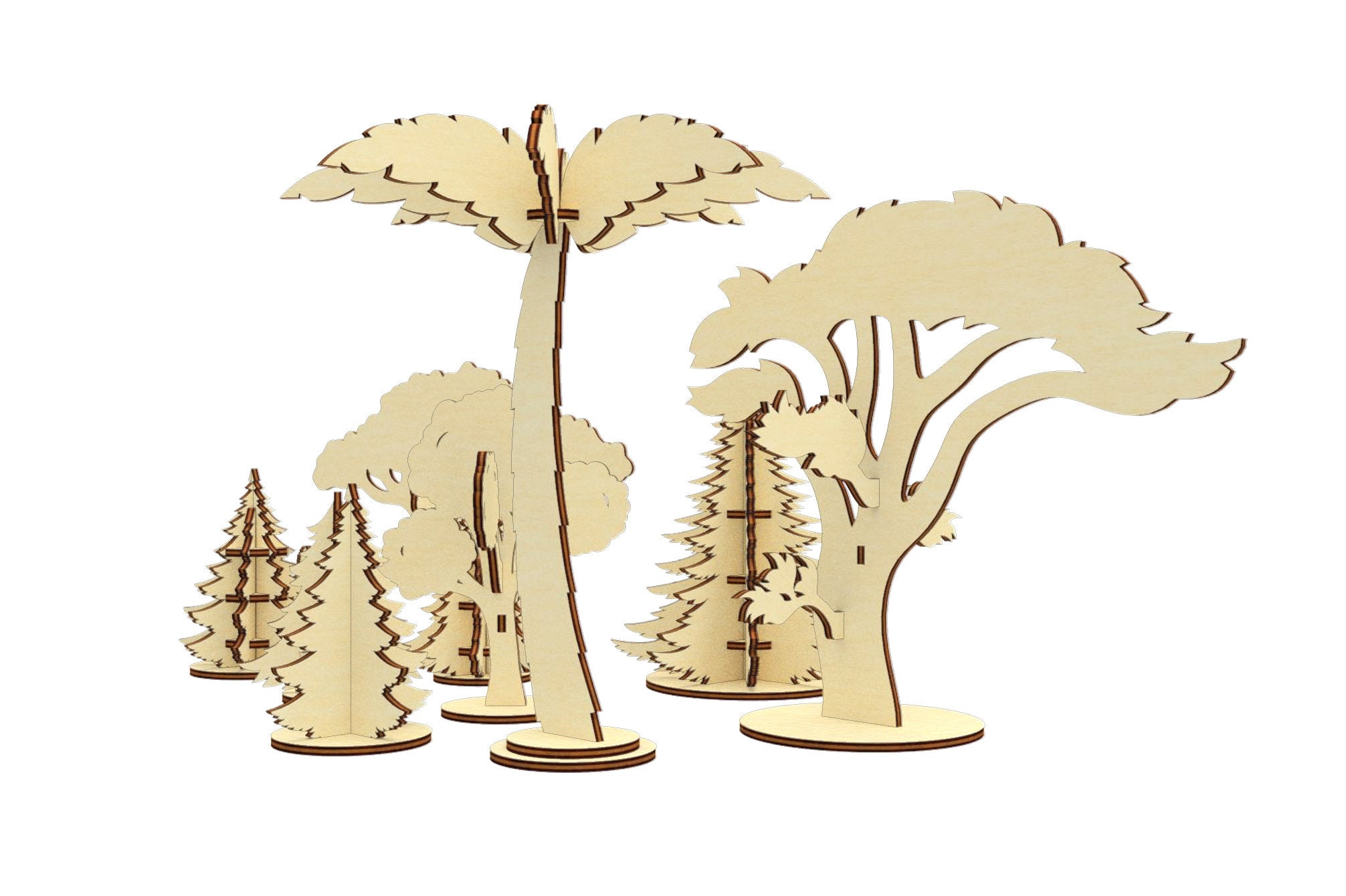 Forest laser cut 3d design Glowforge pattern Christmas | Etsy