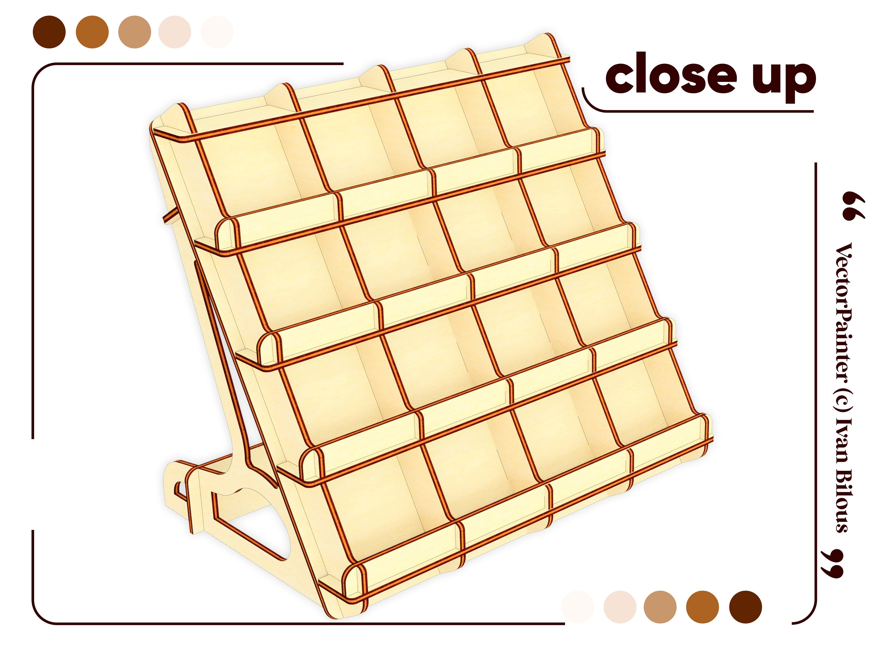Counter Stand - SVG Laser Cut File, Wooden Display Organizer CNC ...
