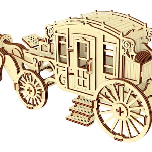 Carriage SVG Laser Cut Files, Nomad Caravan Wagon With Horses Plan for ...