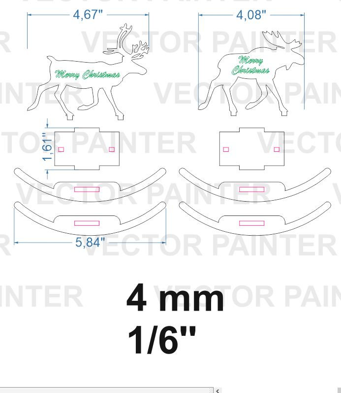 Merry Christmas Svg Deer Laser Cut Files Christmas Dxf Files | Etsy