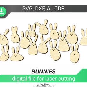 Laser cut files easter bunnies dxf files for laser bunny | Etsy