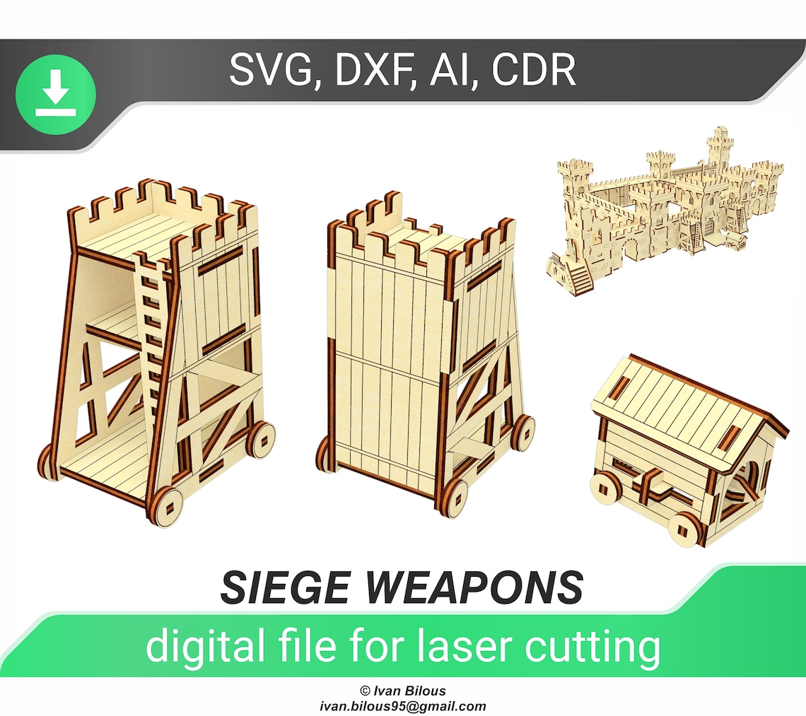 Siege Weapons Laser Cut Files Siege Tower & Ram Glowforge - Etsy