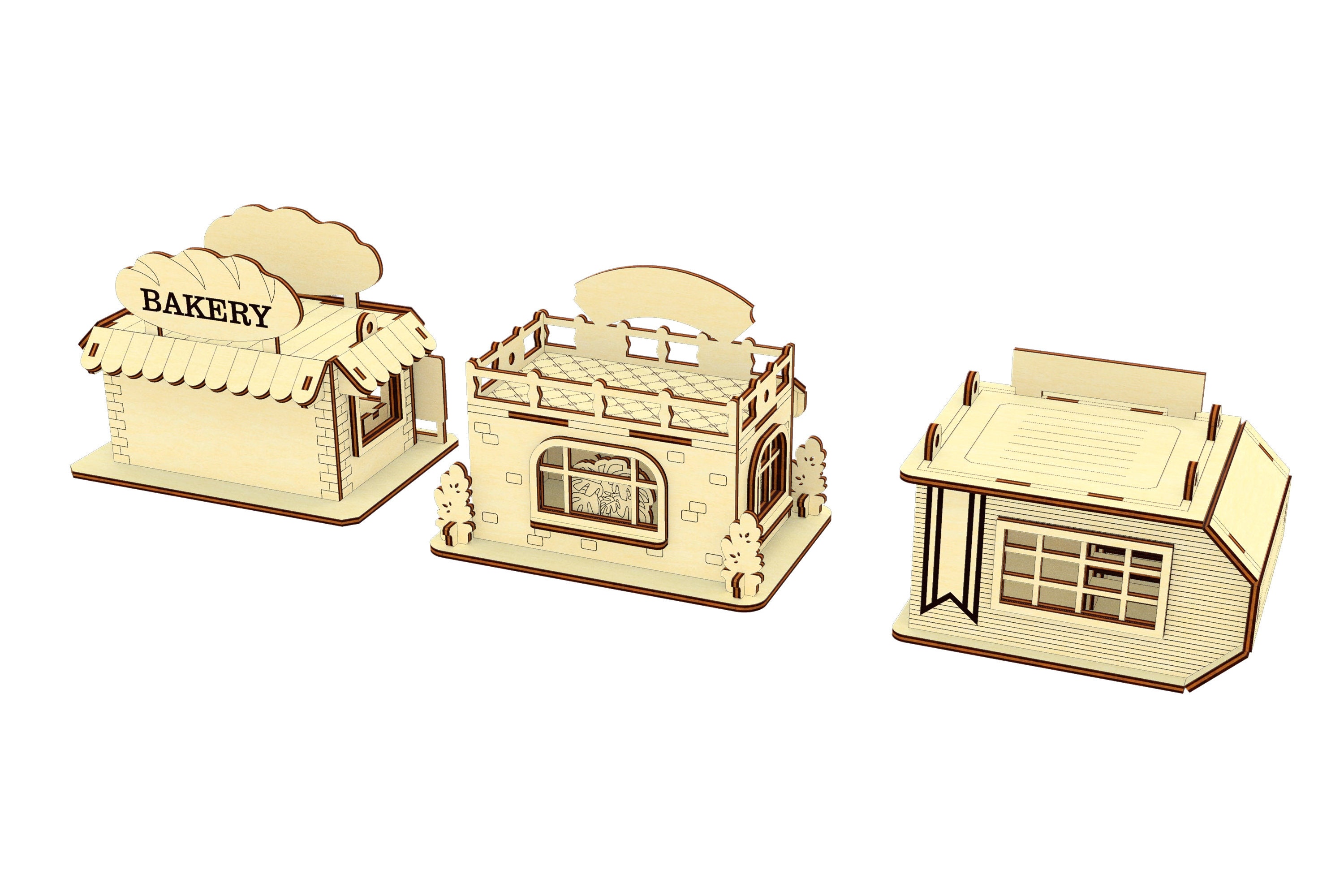 Store Miniatures Ornaments - Laser Cut Files, Bookstore, Flower Shop ...