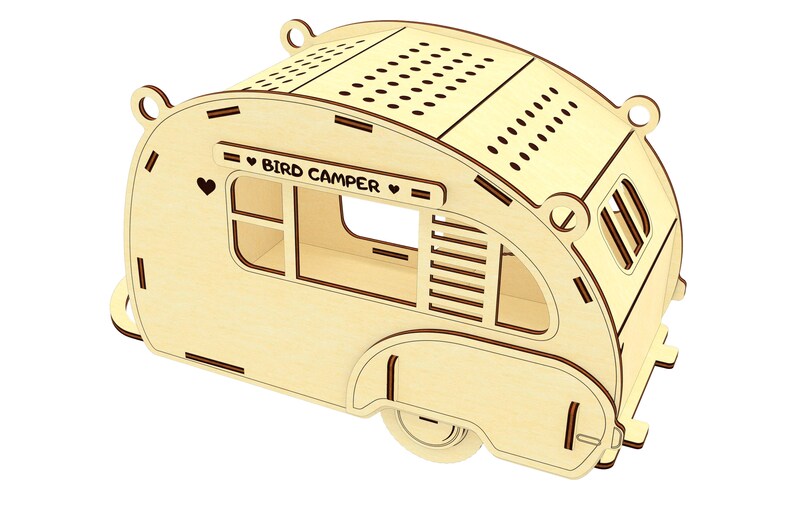 Birdhouse Camper - Laser Cut File, Glowforge Pattern, Trailer Nesting ...