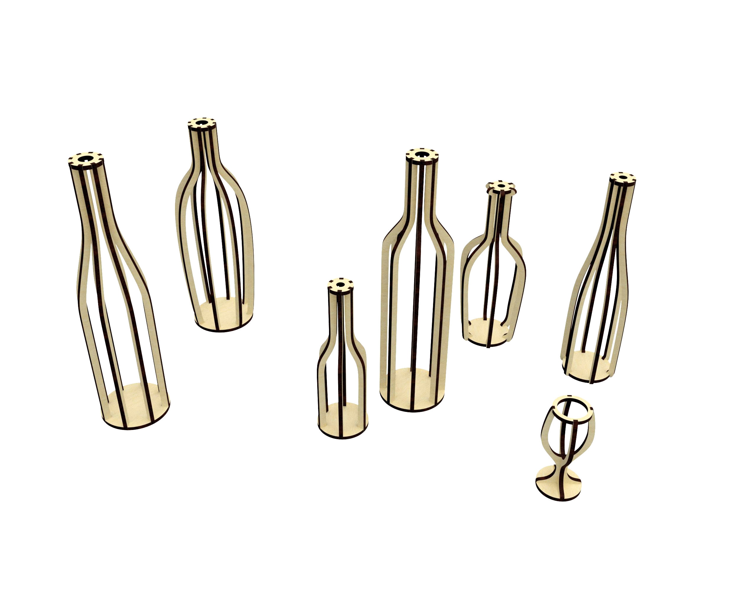 3D Bottles Laser Cut Design - SVG Plan of Vials for Cutting Machines - Etsy