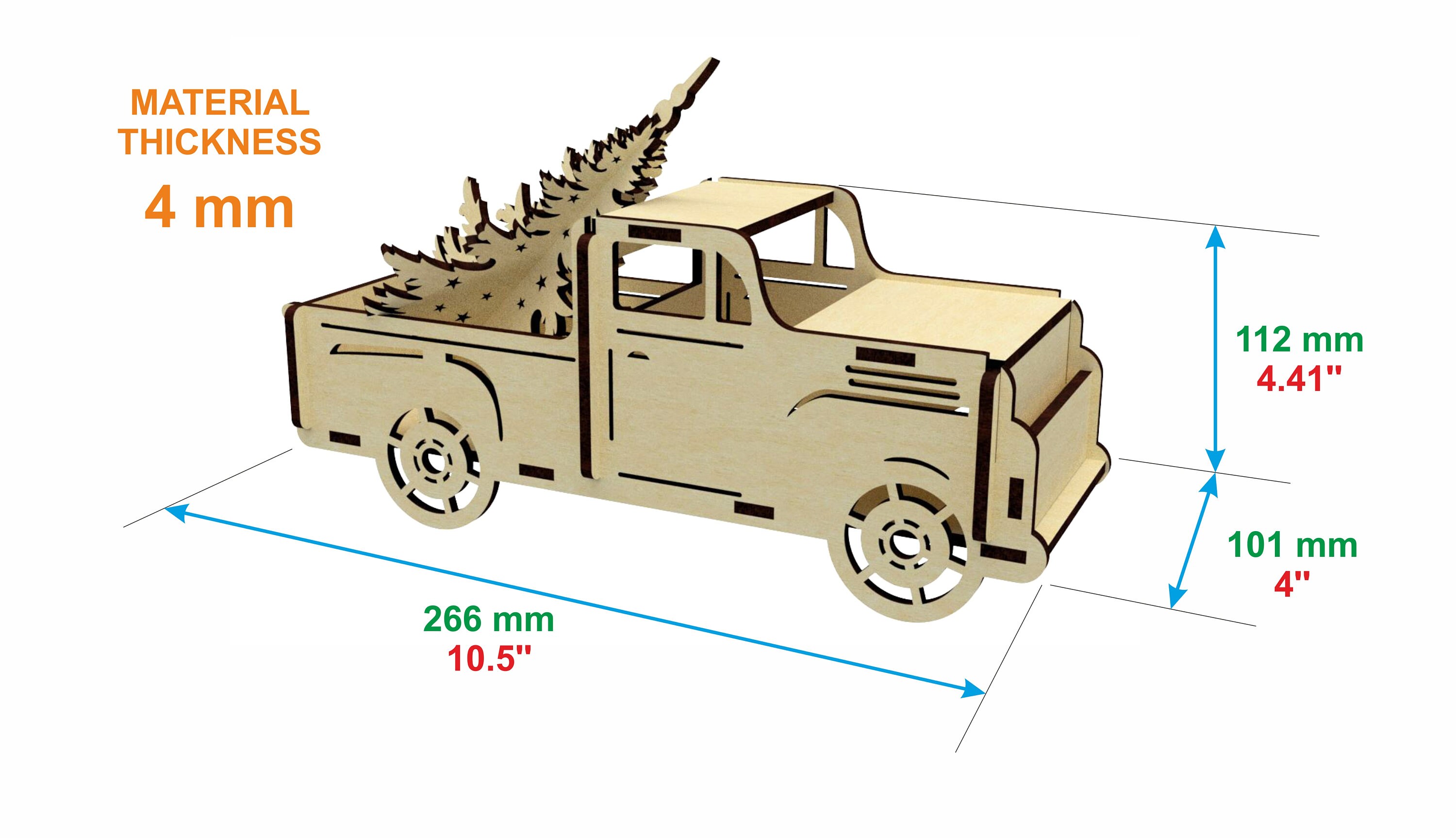 Christmas truck dxf laser cut files christmas laser files dxf | Etsy