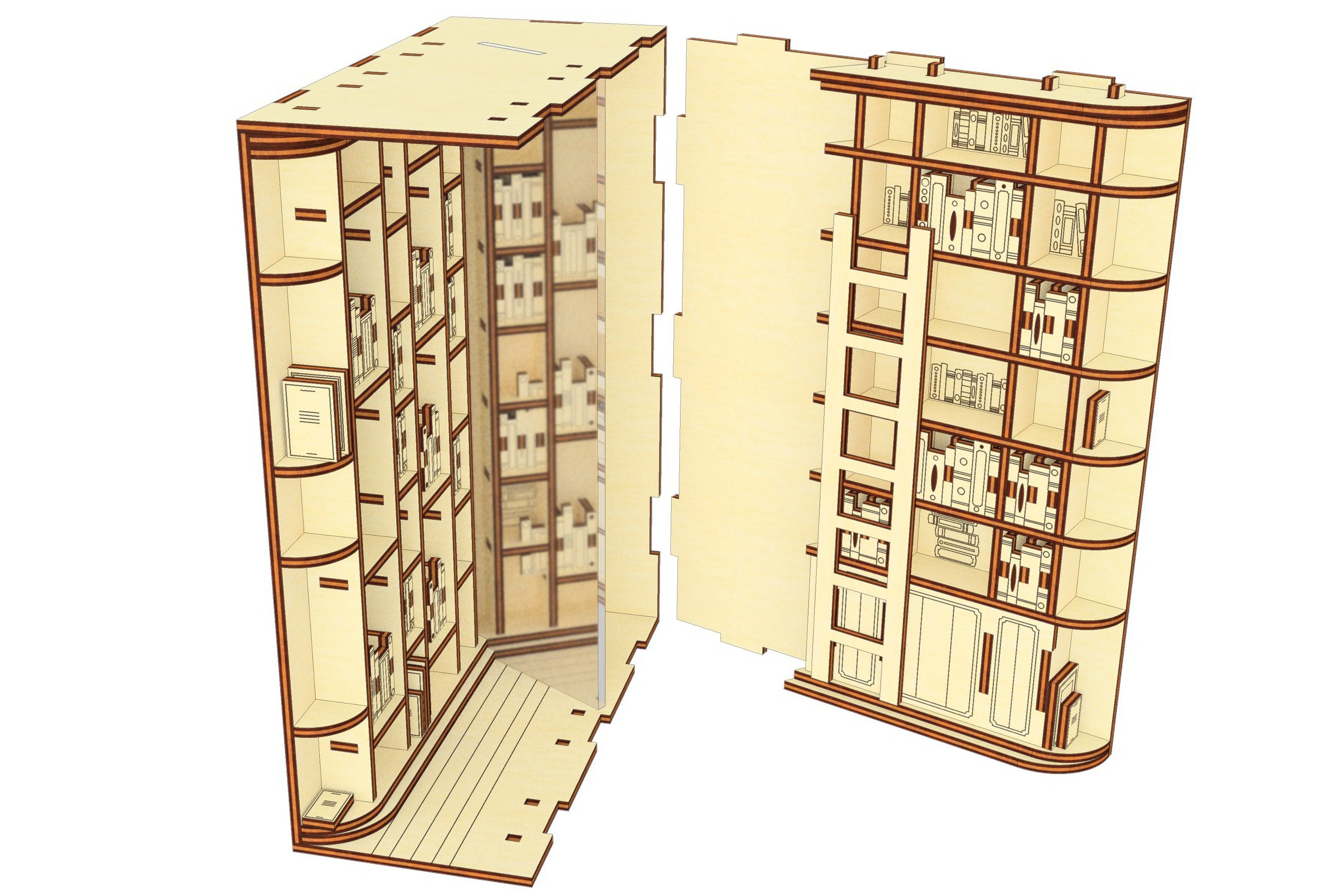 Book Nook Library SVG Laser Cut Files Glowforge Pattern | Etsy Canada