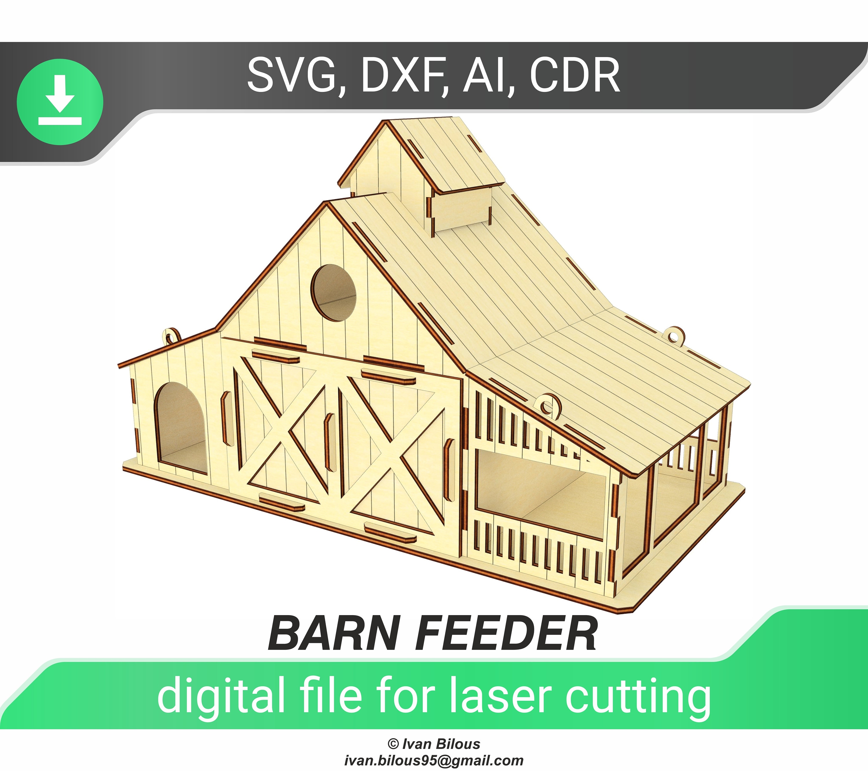 Barn Feeder Birdhouse Laser Cut Files Glowforge Pattern - Etsy Canada