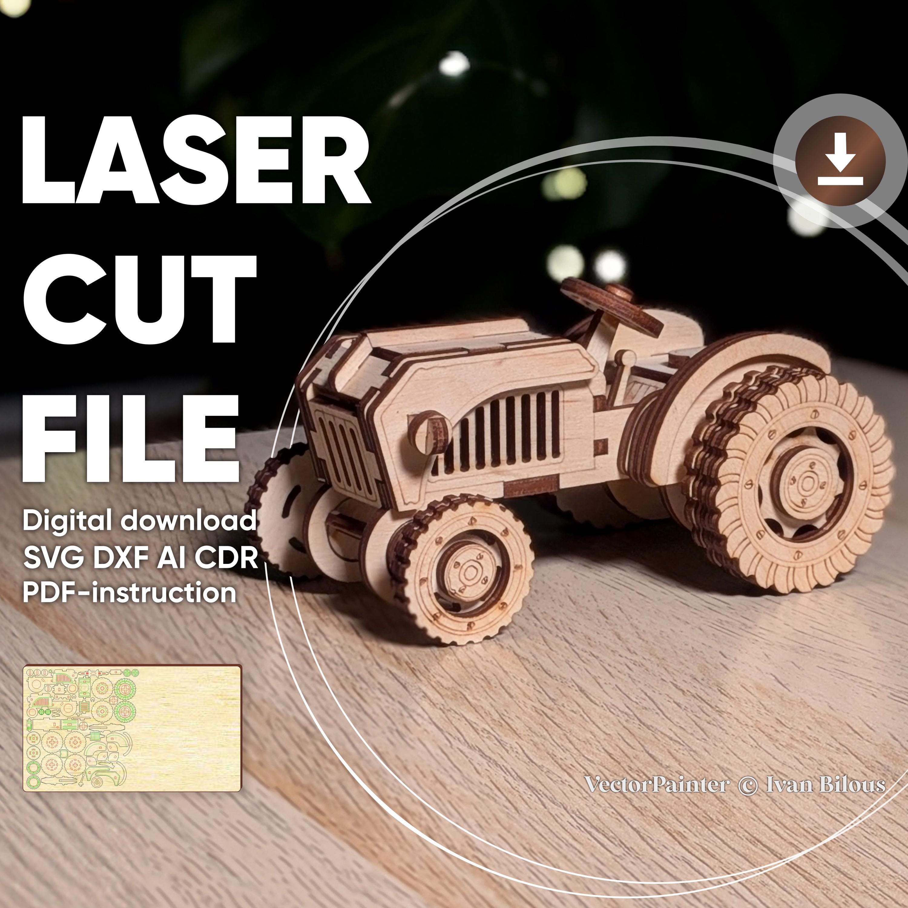 Tractor Laser Cut File, SVG Farm Vehicle 3d Puzzle Vector Plan for ...