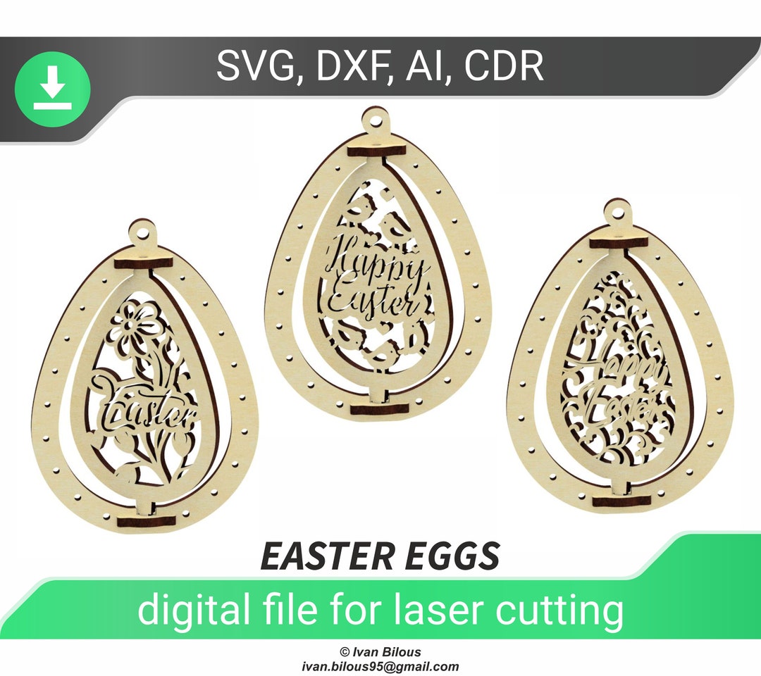 Laser Cut Files Easter Dxf Files Easter Eggs Template Plywood Laser ...